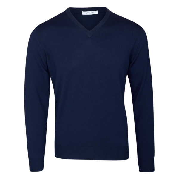 V Neck Jumper – Navy – Il Telaio Knitwear